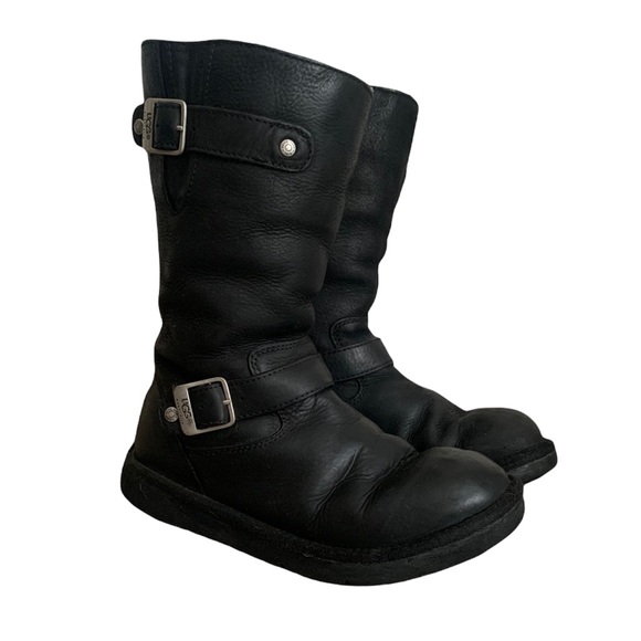 UGG | Shoes | Ugg Kensington Leather Shearling Buckle Biker Boots ...